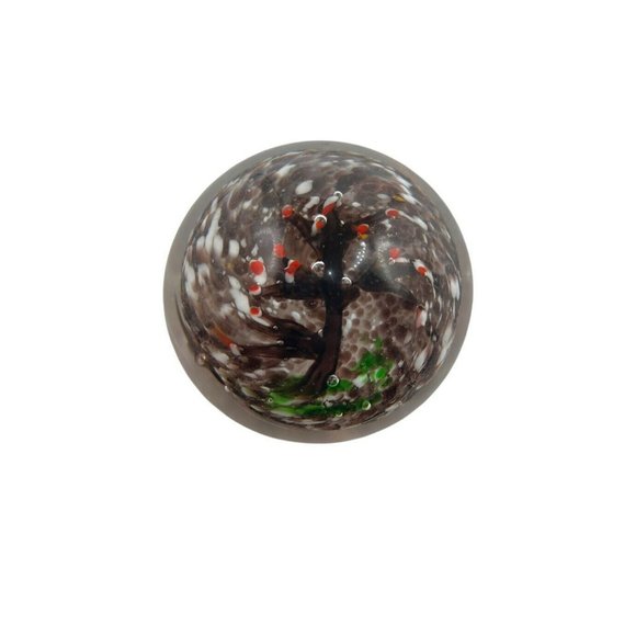 Unmarked | Accents | Apple Tree Art Glass Paperweight 25 Round Flat ...